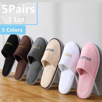 5 Pairs/Lot Winter Slippers Men Women Kids Disposable Hotel