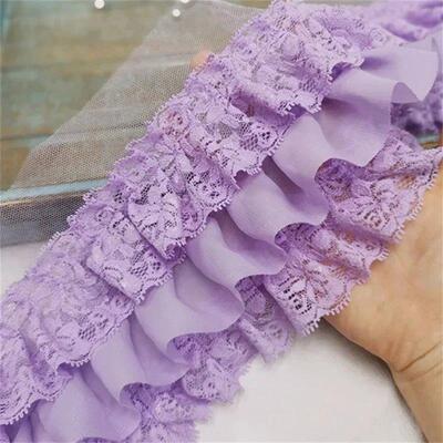 10CM Wide Three Layers Pleated Chiffon Fabric Embroidery Fri