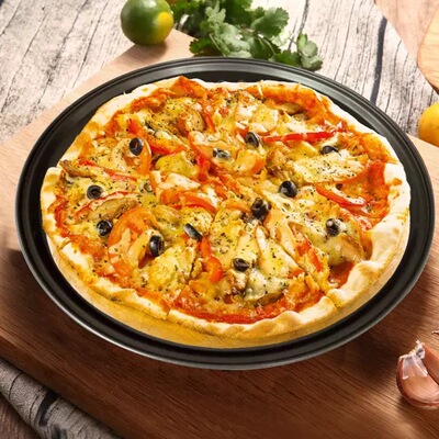 Carbon Steel Non-stick Pizza Baking Pan Mesh Tray Plate Bake