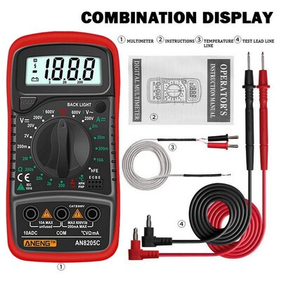 AN8205C Digital Multimeter /DC Ammeter Volt Ohm Tester Meter