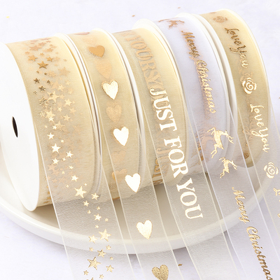 Organza Ribbon Christmas Heart/Love You/Just For You/Stars/D