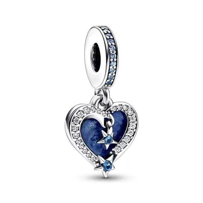 NEW Silver-Plated Blue Sparkling StarsHot Air Balloon & Sp
