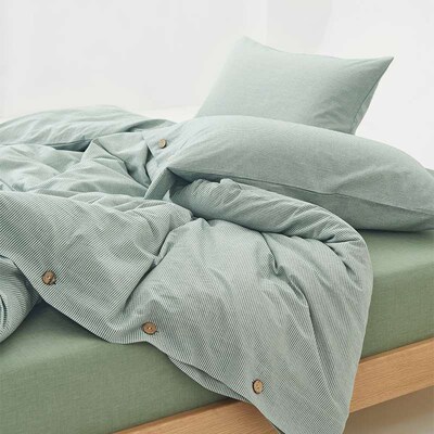 Buttons Washed Cotton Four-piece Set Summer Naked Sleeping S