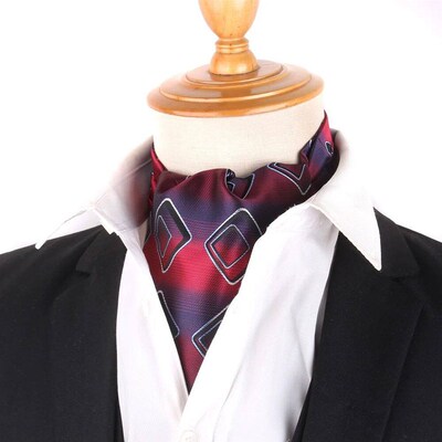 Men Cashew Ascot Tie Wedding Floral Paisley Cravat Ascot Scr