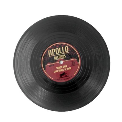 6 PCS Plastic Vinyl Record Coaster Cup Mat Black Retro Mug C