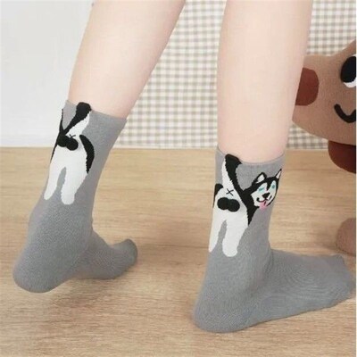 1/2Pairs Cat & Dog Egg Cotton Socks Couple Socks Cat Balls