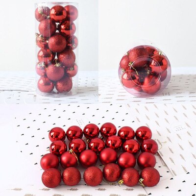 24pcs Christmas Ball Set Tree Ornaments Hanging Baubles 4cm