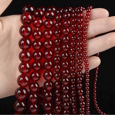 Natural Stone Beads Rose Quartz & Red Glass Agate Round Loos