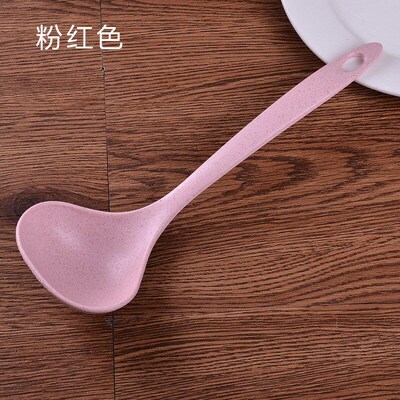 Healthy Soup Spoon for Home Use Long Handle Wheat Straw Larg