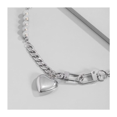 Salircon Punk Stainless Steel Heart Pendant Necklace for