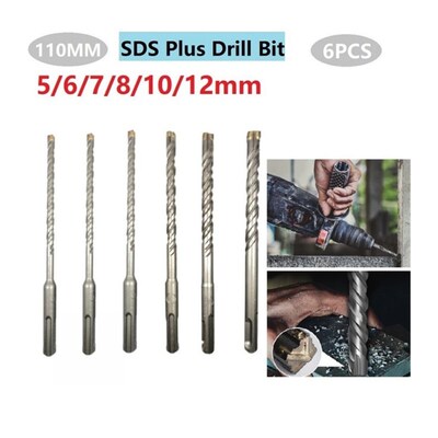 6Pcs 5-12mm SDS Plus Lectric Hammer Drill Bits 5/6/7/8/10/12