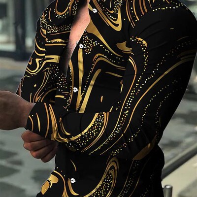 Printed Longsleeved Shirt Casual Open Button Holiday Fashion