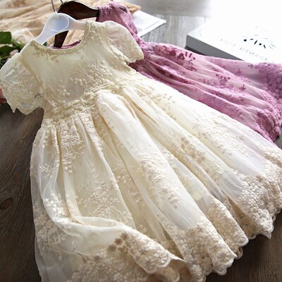 2021 Summer Girl Clothes Kids Dresses For Girls Lace Flower