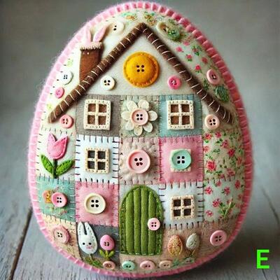 Patchwork Felt Easter Egg House DIY Kit Flower Spring Festiv