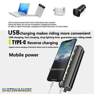 8000mAh 5 Led Bike Light Front Waterproof Led Flashlight for