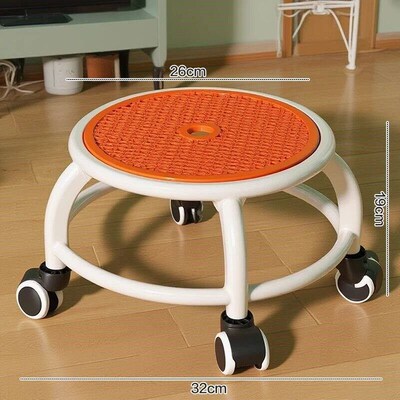 Swivel Rolling Stool Round Low Small Grey Universal Wheel