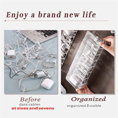 See-Through Charge Cable Organizer Box,Data Cable Management