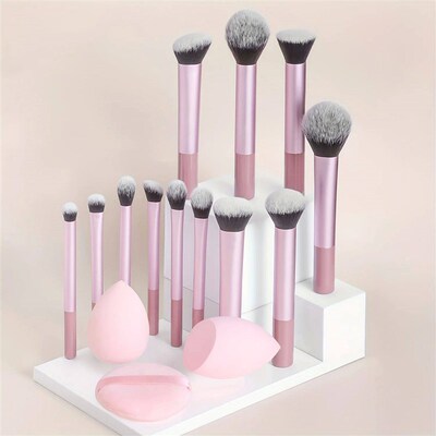 12-Piece Classic Full Makeup Brush Set with Angled and Teard