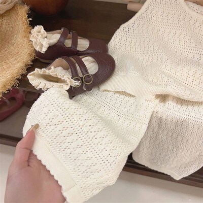 Girls Clothing Sets 2023 Summer Korean Thin Knitted Girl Se