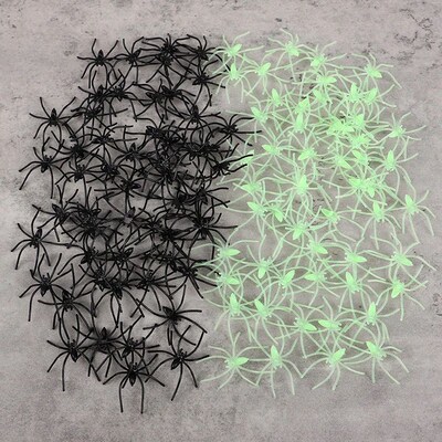 50-100Pcs Halloween Luminous Spiders Scary Trick Spider Indo