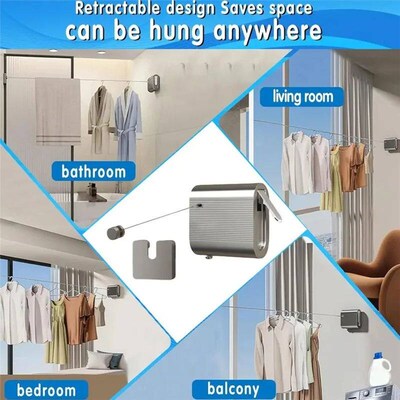 A43T Retractable Clothesline Outdoor Non-Sagging, Retracting