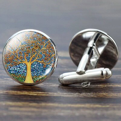 ree of Life Cufflinks for Men Best Man Cufflinks Set Cufflin
