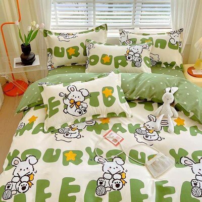 Ins Small Fresh Cotton Floral Four-piece Set Thickened Sandi