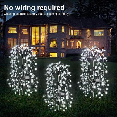 1pc 200LED Solar Firecracker Willow Fireworks Lights Outdoor