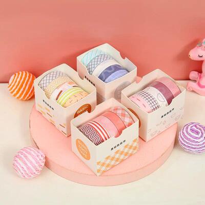 5Rolls/box Solid Color Washi Tape Set Decorative Masking Tap