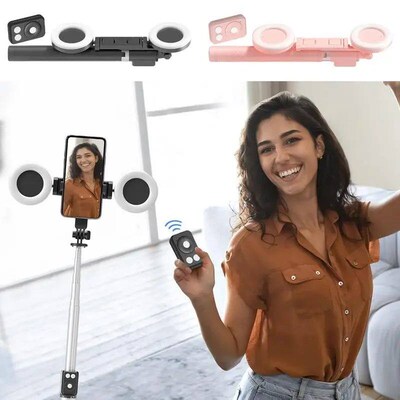 6 In 1 Selfie Stick Tripod With 2 Lights 67Inch Height Wirel