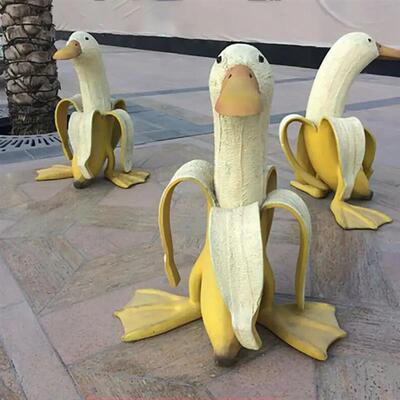 Banana Duck Creative Garden Decor Sculptures Yard Vintage
