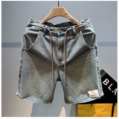 Mens Straight Blue Thin Jeans Ins Daily Wear Shorts Japanes