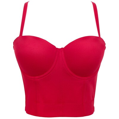Crop Tank Top With Cups Femme Halter Bustiers Corset Tops El