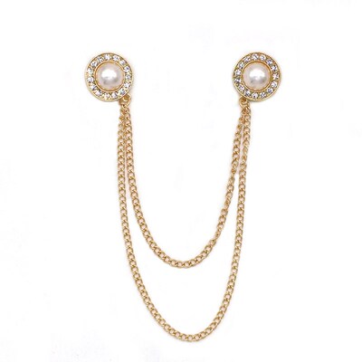 Fashion Suit Brooch Diamond-encrusted Jewel Collar Pin Men A