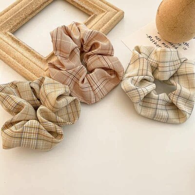 Coloful Korean Plaid Scrunchie Elastic Hair Rubber Bands for