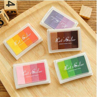 6pcs/lot ink Pad Inkpad Stamp rainbow Color Home made Gr