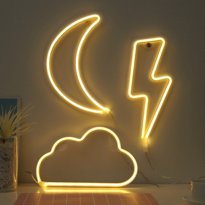 LED night lights stars moon clouds decoration neon wall lamp