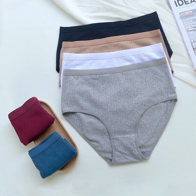 High Waist Cotton Briefs Women Underwear 6pcs Underpants Set