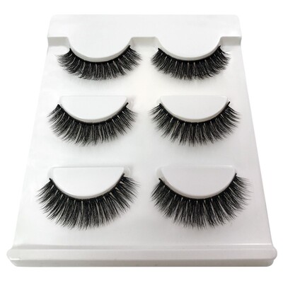 3 Pairs natural false eyelashes thick makeup real 3d mink la