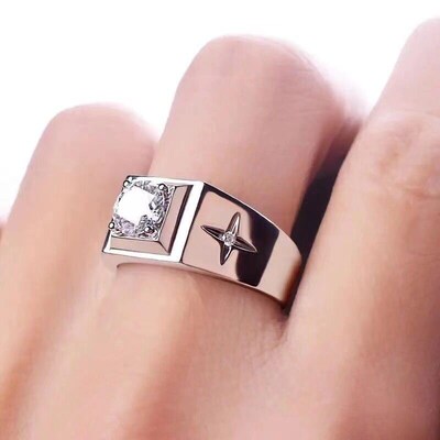 New Moissanite Ring Mens 18K Platinum 1 karat Diamond Ring