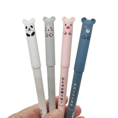 12pcs Animals Panda Erasable Gel Pen 0.5mm Blue Black Erasab