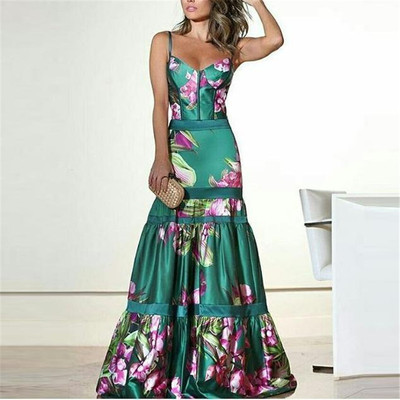 Evening Party Dresses Women Natural Silk Dress Retro Floral