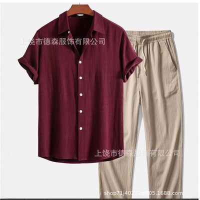 Print Loose Short-sleeved Trousers Suit Mens Casual Suit [m