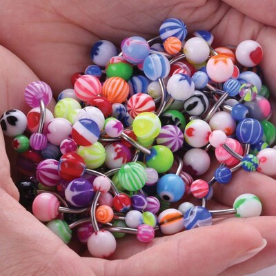 10/20/30/50 PCS Acrylic Belly Piercing Lot Bar Mix Belly But