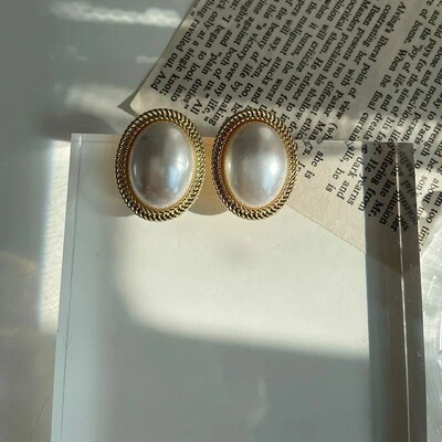 Imitation Pearl Zircon Retro Elegant Irregular Oval Square H