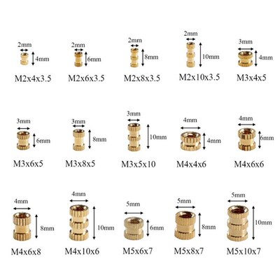 330Pcs Female Thread Knurled Nuts M2 M3 M4 M5 Brass Threaded