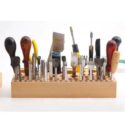 Tool Rack 68 Hole Manual DIY Beech Wood Tool Table Storage