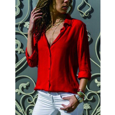 Women Blouses Basic Selling Button Solid 2020 Fashion Long S