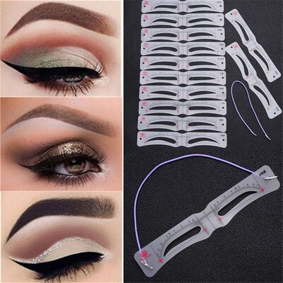 12 Style Fixable Eyebrow Stencil Grooming Shaper Template Re