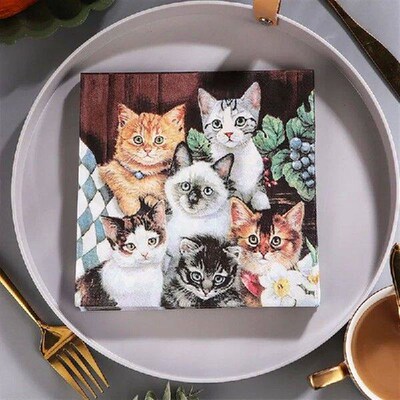 20Pcs/Bag Napkins Paper Cats Decoupage Napkin Paper Tissue